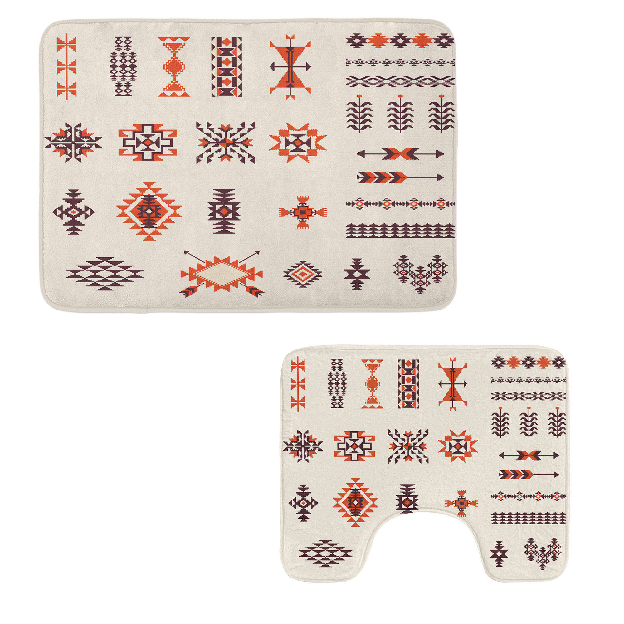 East Urban Home Tribal Bathroom Rug Set 2 Pieces Rectangle & Contour ...