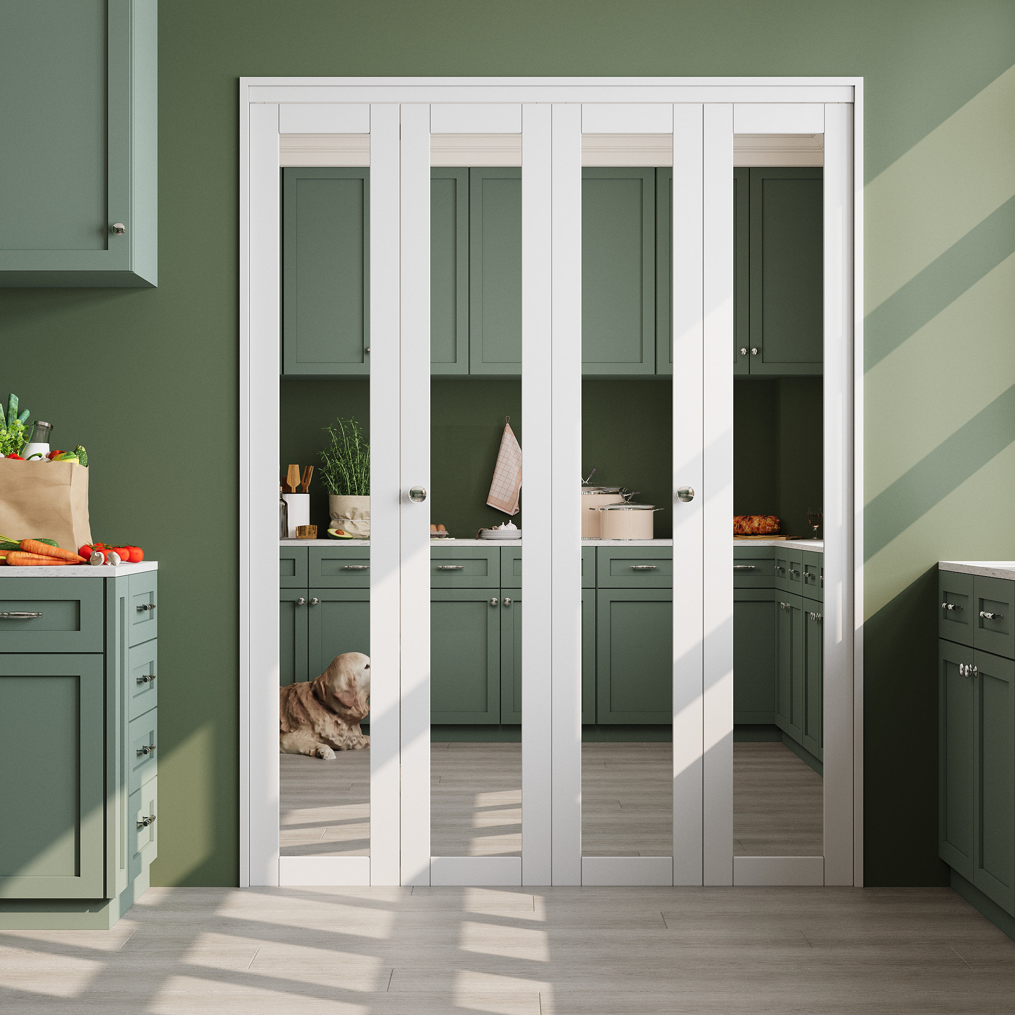 ARK DESIGN Double Bifold Doors Mirror Solid Manufactured Wood ...