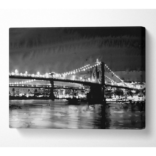 Latitude Run NYC Night Bridge BNW - Wrapped Canvas Print | Wayfair.co.uk