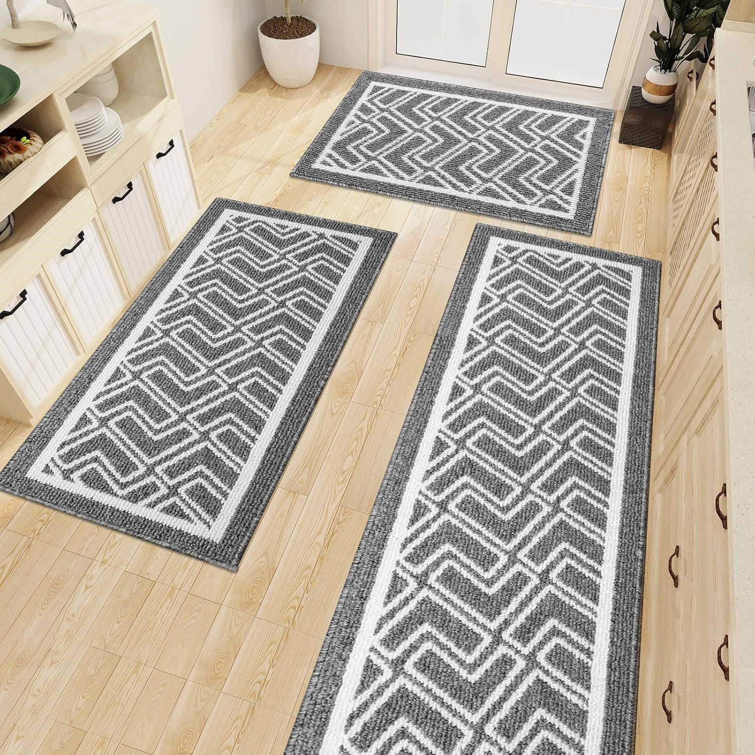 Latitude Run® Non Slip Washable Kitchen Mats For Floor 3 Piece Set ...