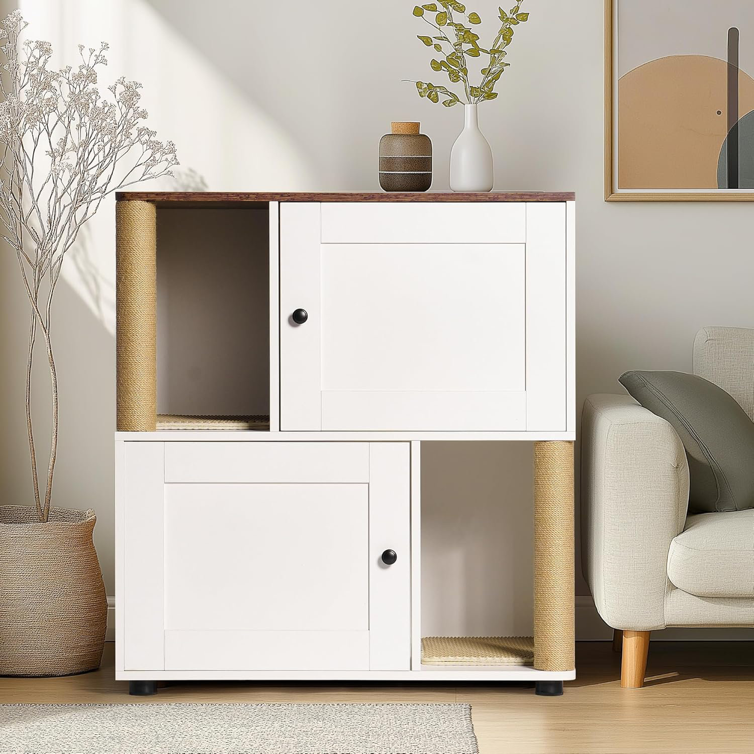 Tucker Murphy Pet™ Double Cat Litter Box Enclouse, Litter Box Enclosure ...