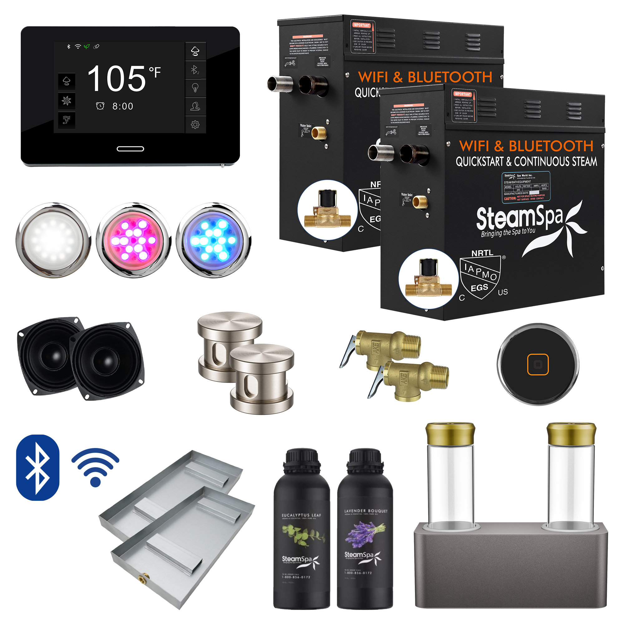 Steam Spa Black Series Wifi And Bluetooth 2 X 9Kw Quickstart Steam Bath ...