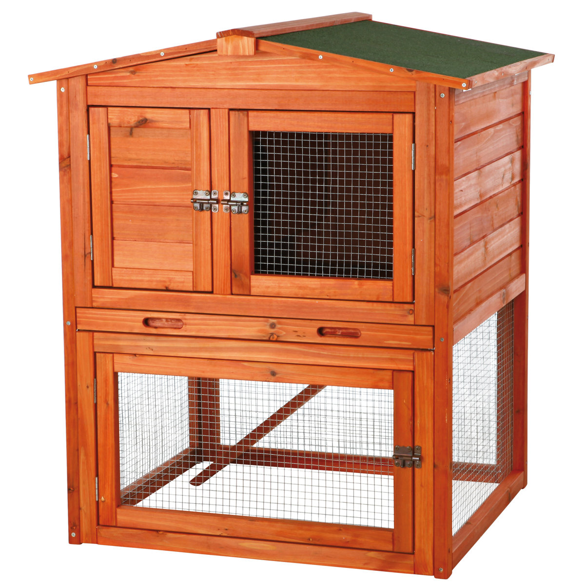 TRIXIE Elevated Single Rabbit Hutch with Large Run, Ramp, Ideal for ...