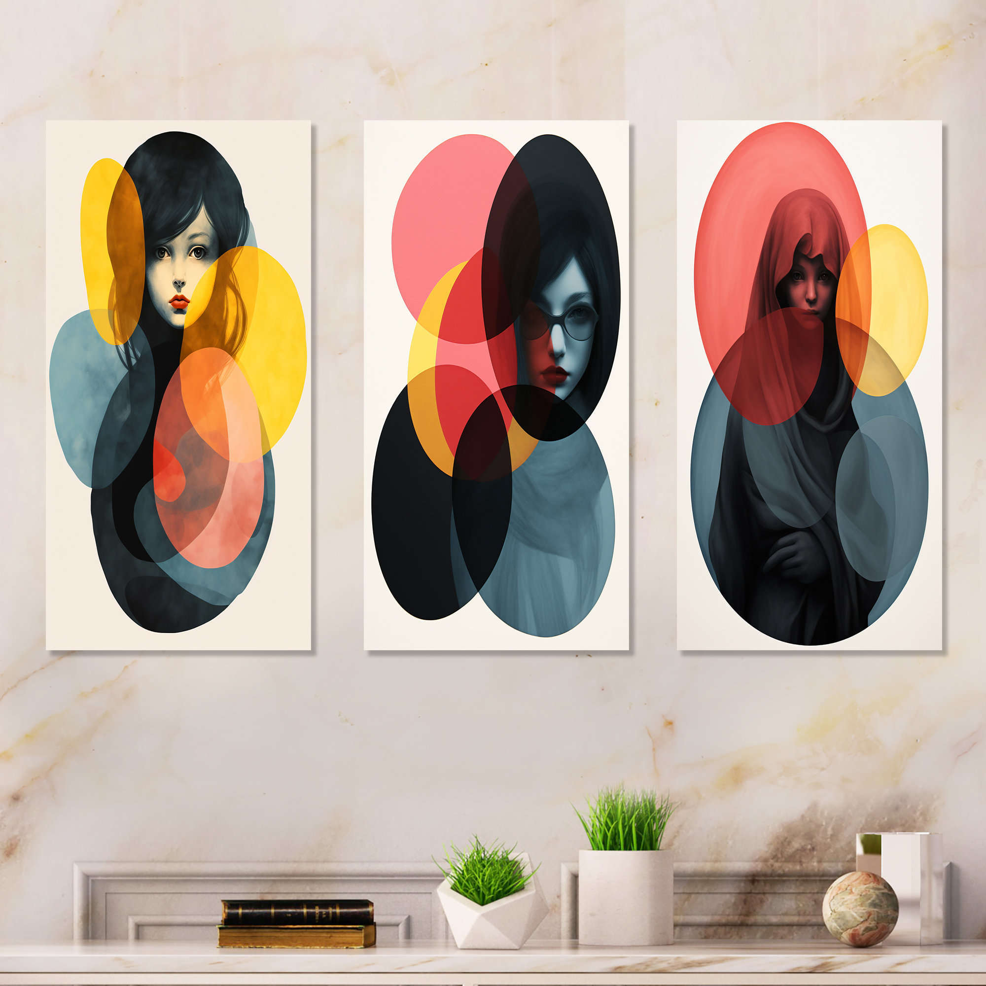 George Oliver Geometric Fusion Forms Woman Collage I - Abstract ...