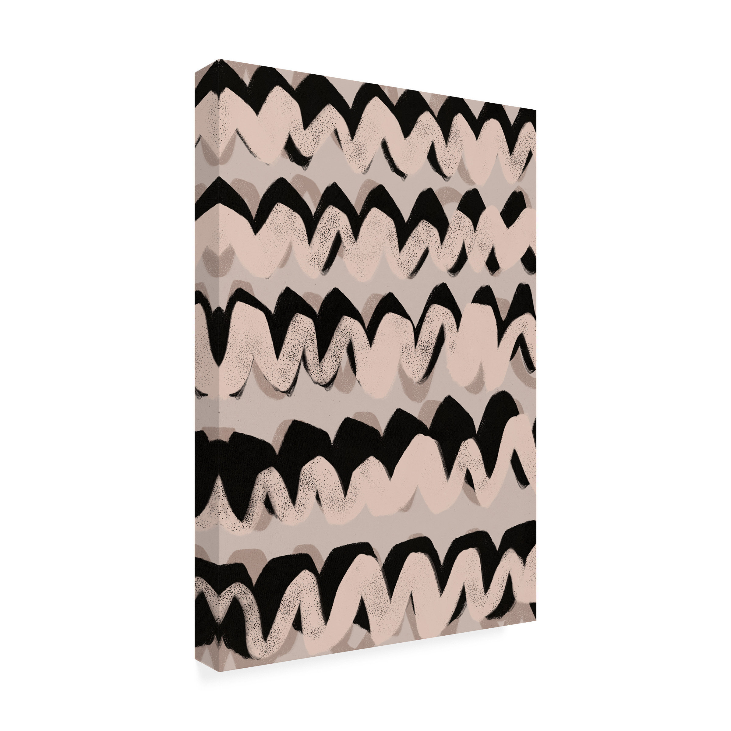 Wrought Studio™ Adarien Sprayed Beige Waves Pattern - Wrapped Canvas ...