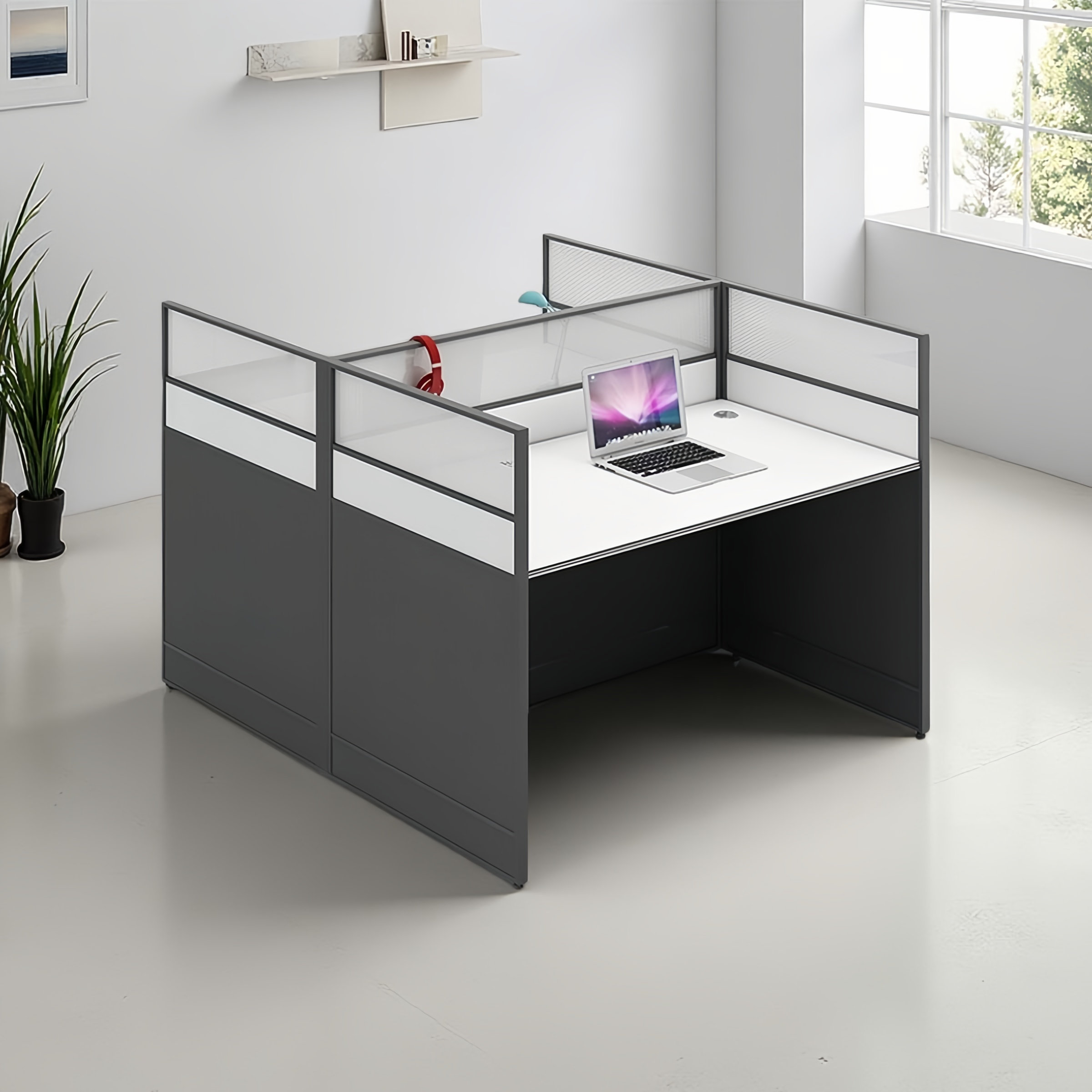 TAOKELAI Rectangle 2 Person Benching Workstation with Cable - Wayfair ...