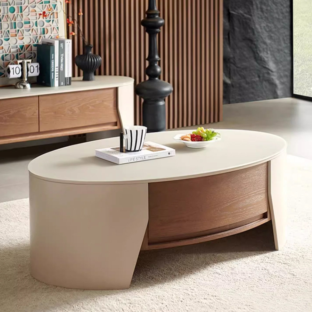 AWORET Light luxury cream log style coffee table | Wayfair