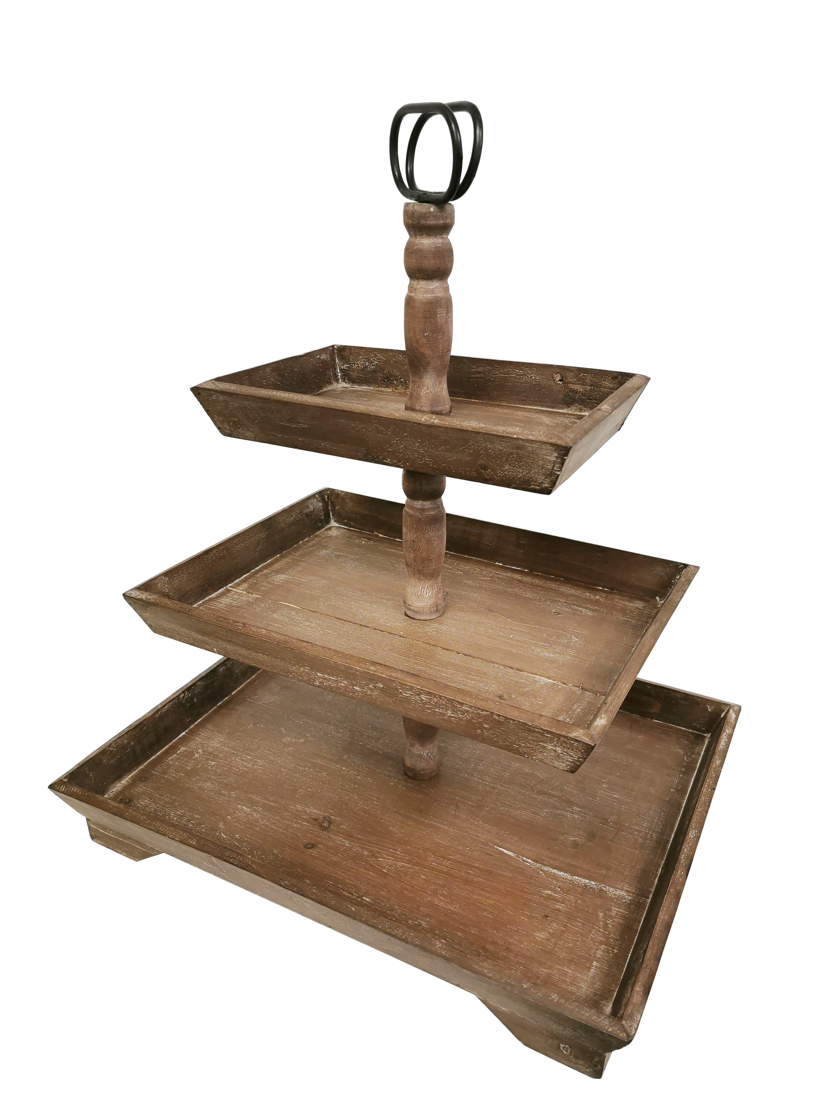 Millwood Pines Distressed White Wood Three Tiered Stand & Reviews ...