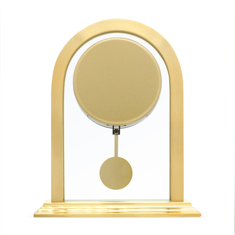 Acctim Colney Pendulum Mantel Clock Quartz Brushed Metal & Glass Energy ...