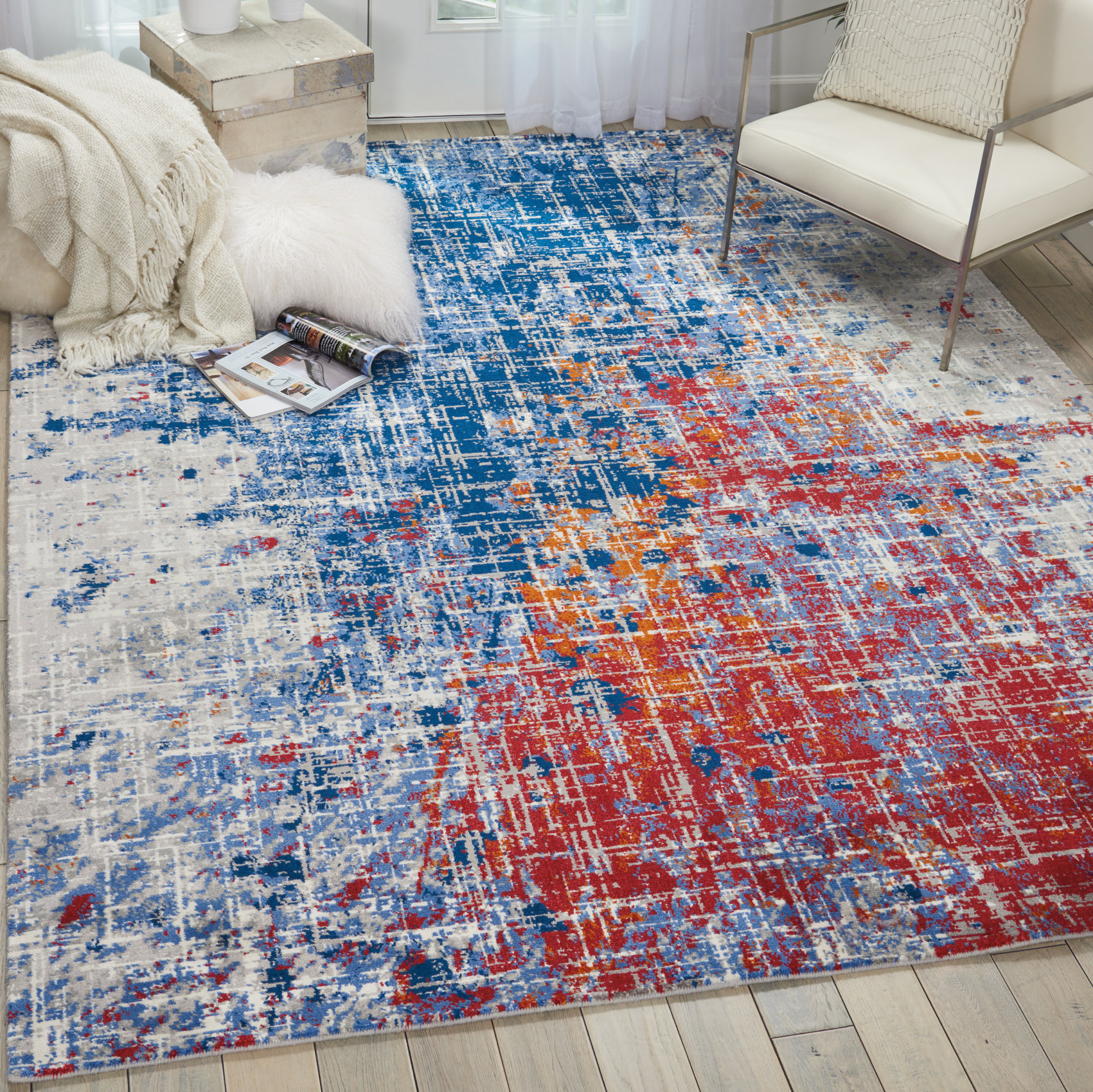 Ivy Bronx Holmgren Abstract Red/Blue Area Rug | Wayfair