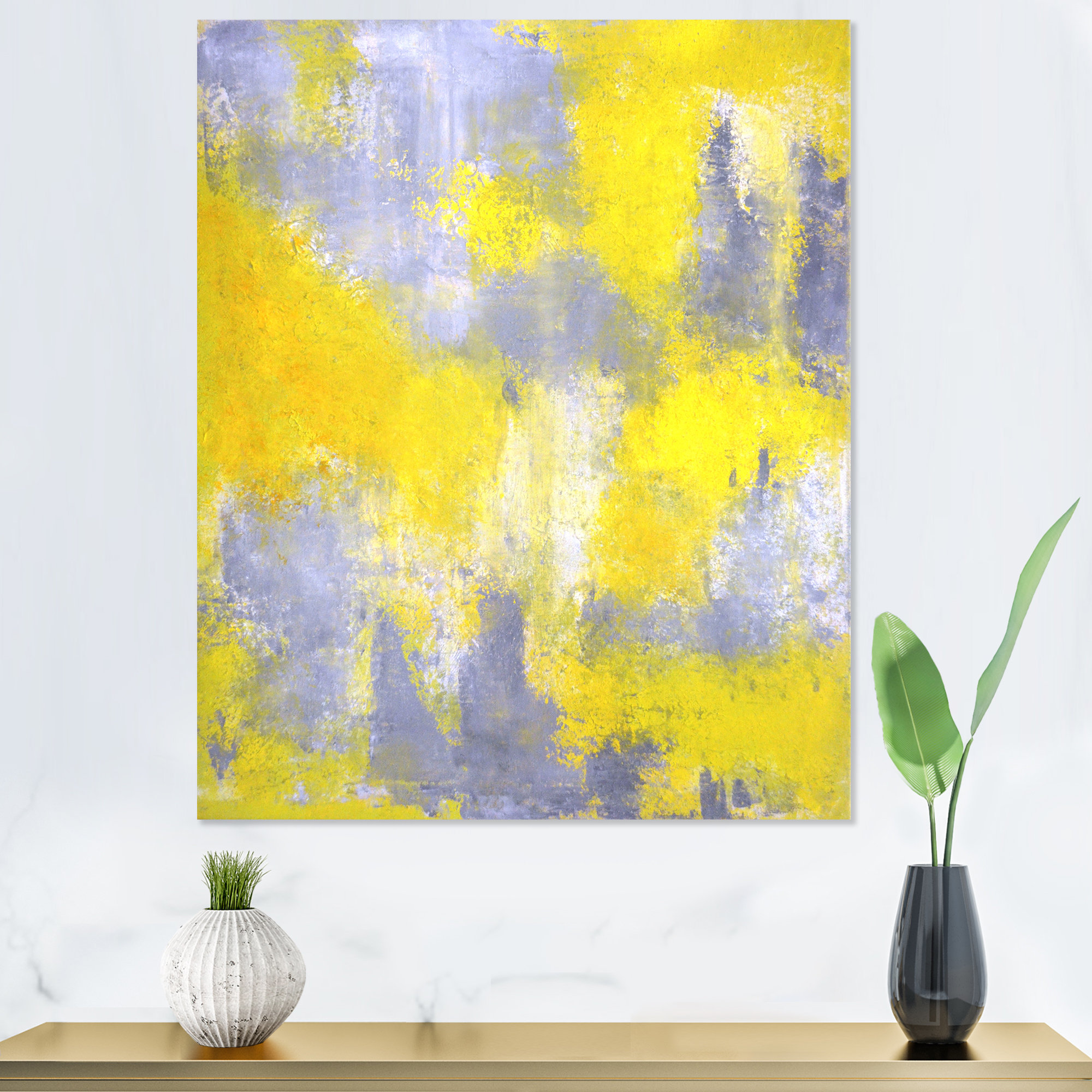 Wrought Studio™ Gray and Yellow Merging Abstract X - Painting on Canvas ...