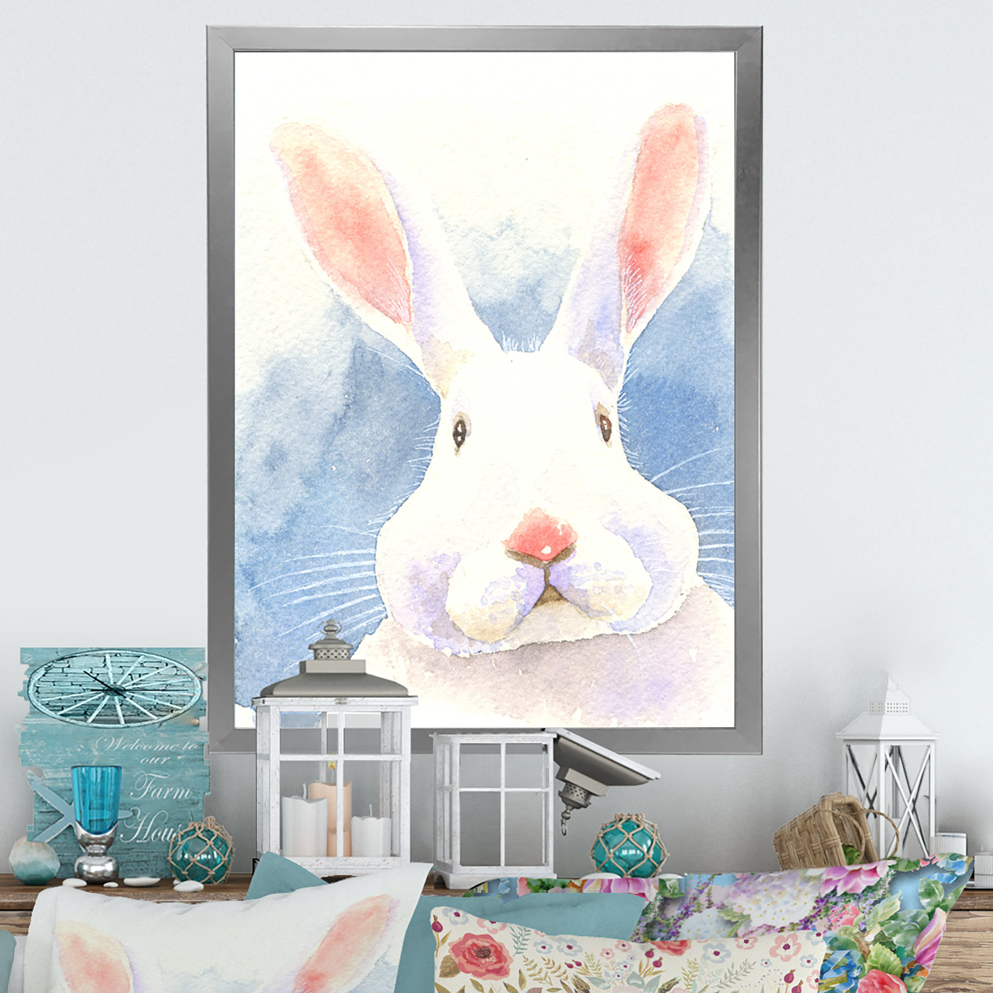 August Grove Cute Bunny Portrait - Traditional Canvas Wall Art ...