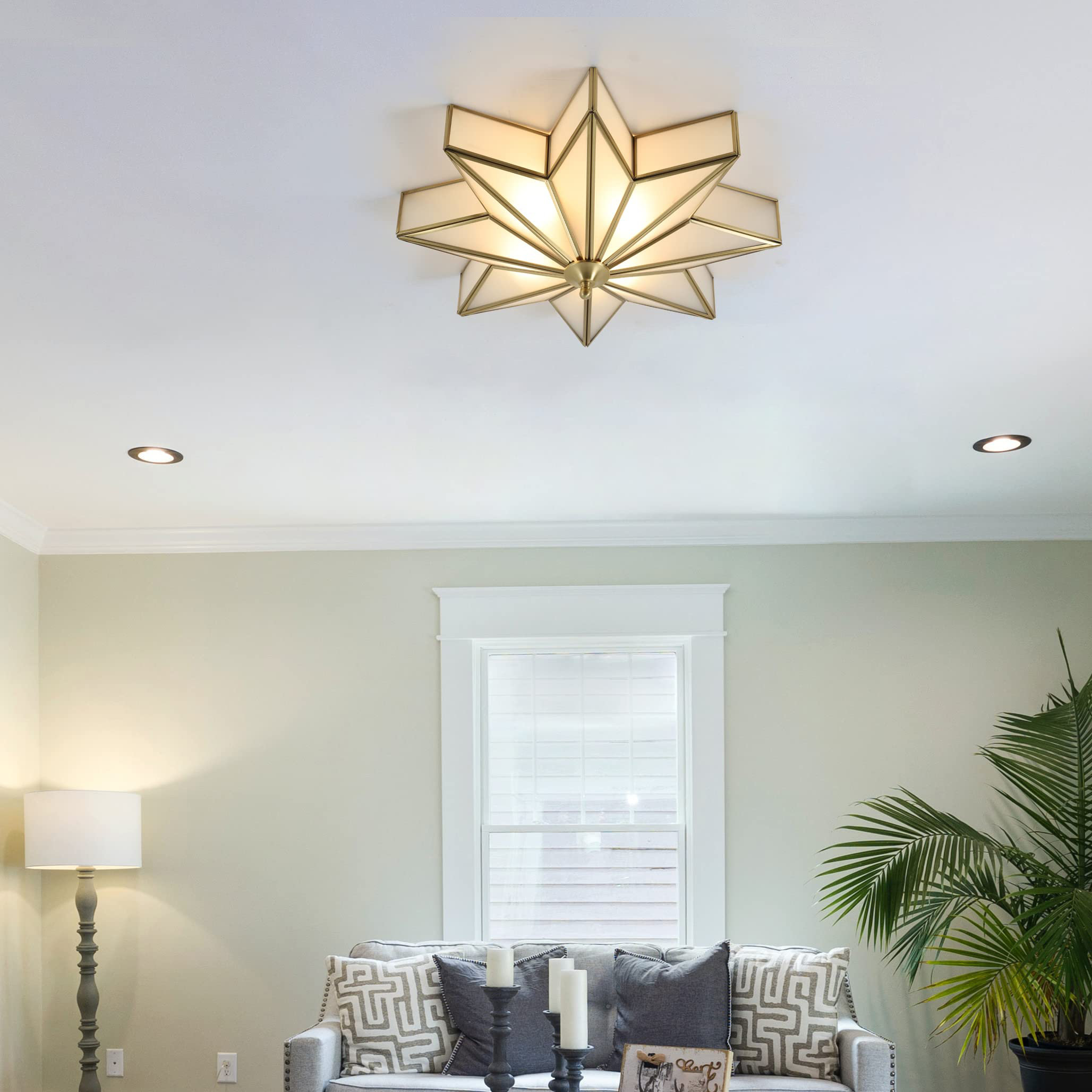 Bungalow Rose Brass Flush Mount Ceiling Light Star Shaped Lighting ...