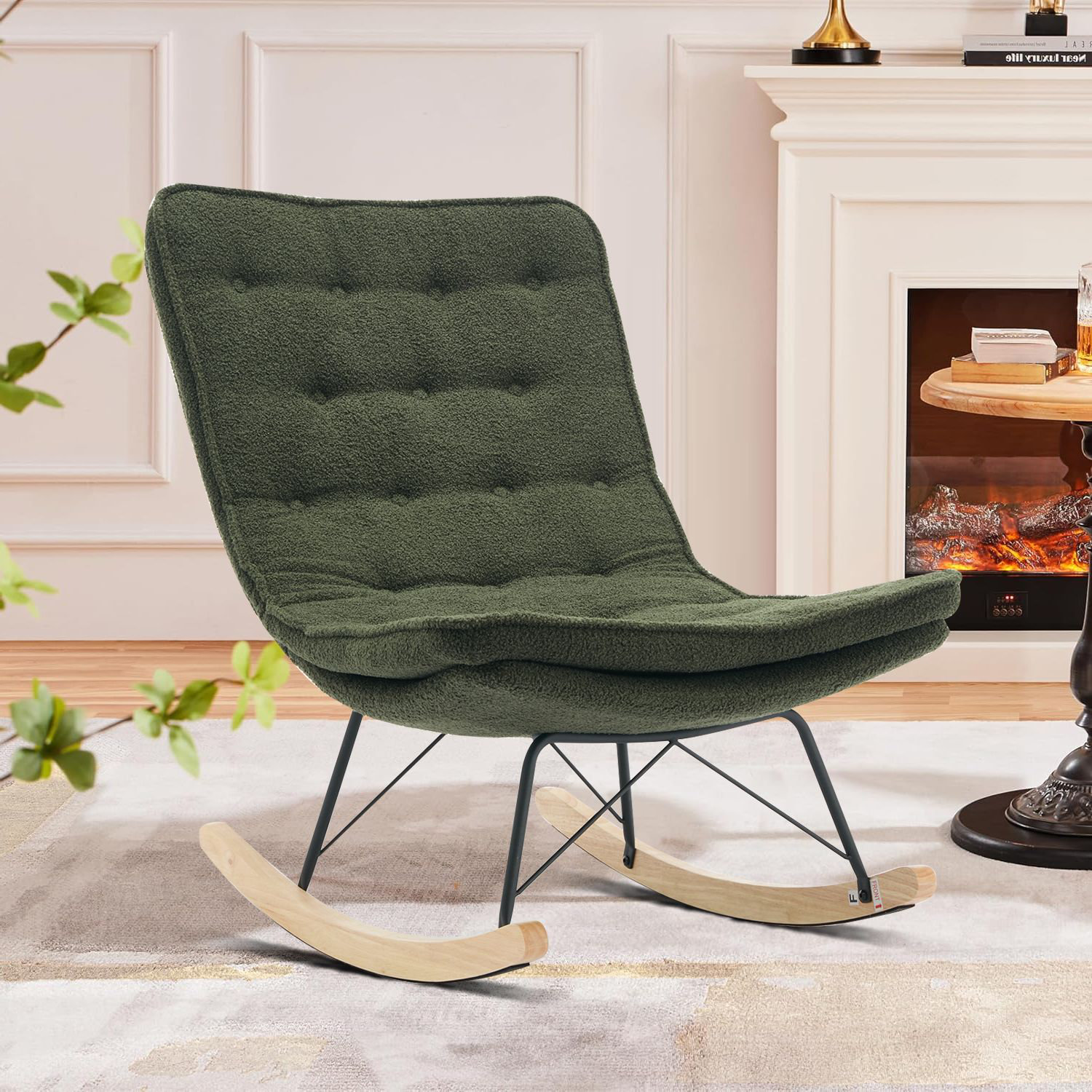 George Oliver Modern Minimalist Teddy Fabric Tufted Upholstered Armless ...