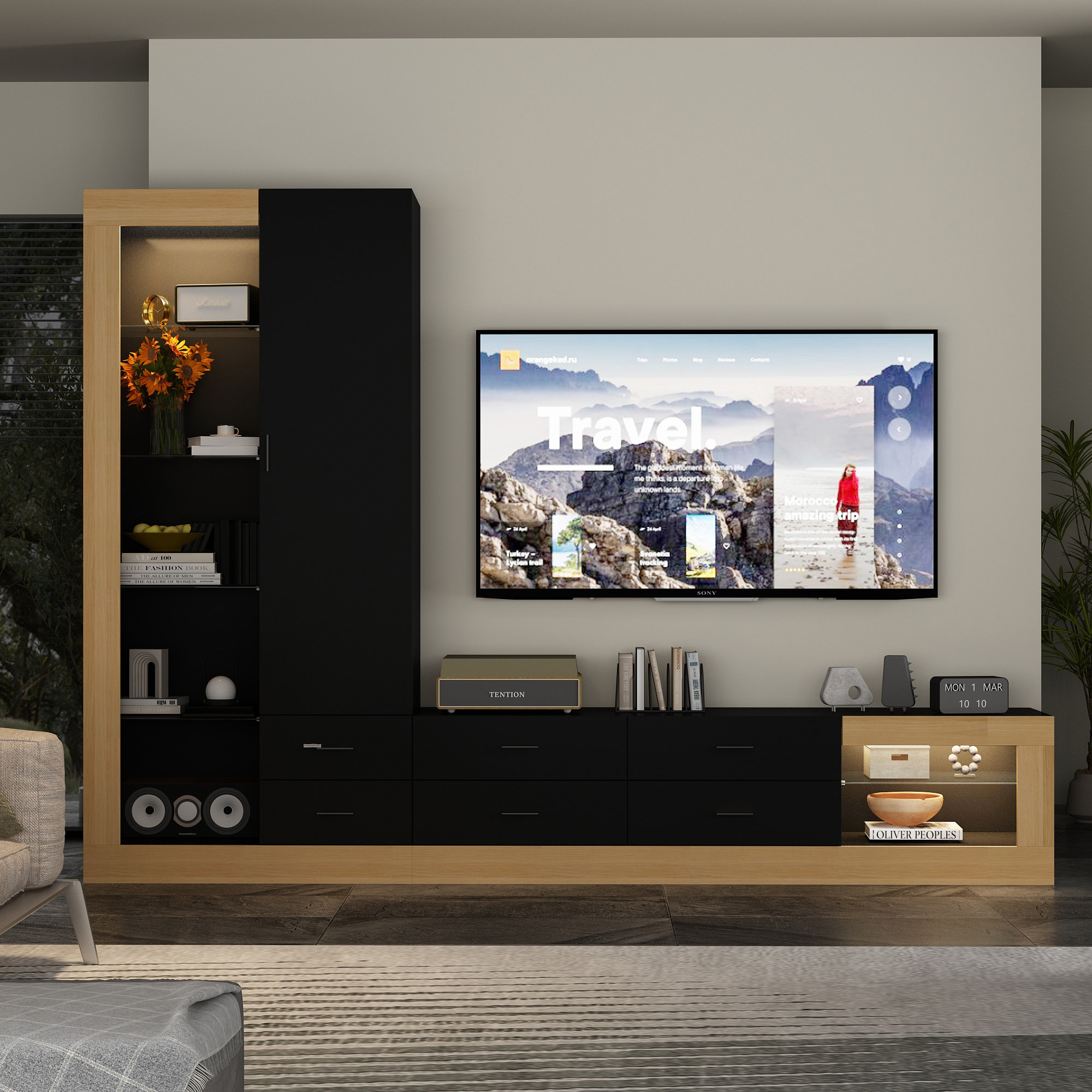 Latitude Run® L-Shaped TV Cabinet With Strong Storage - Wayfair Canada