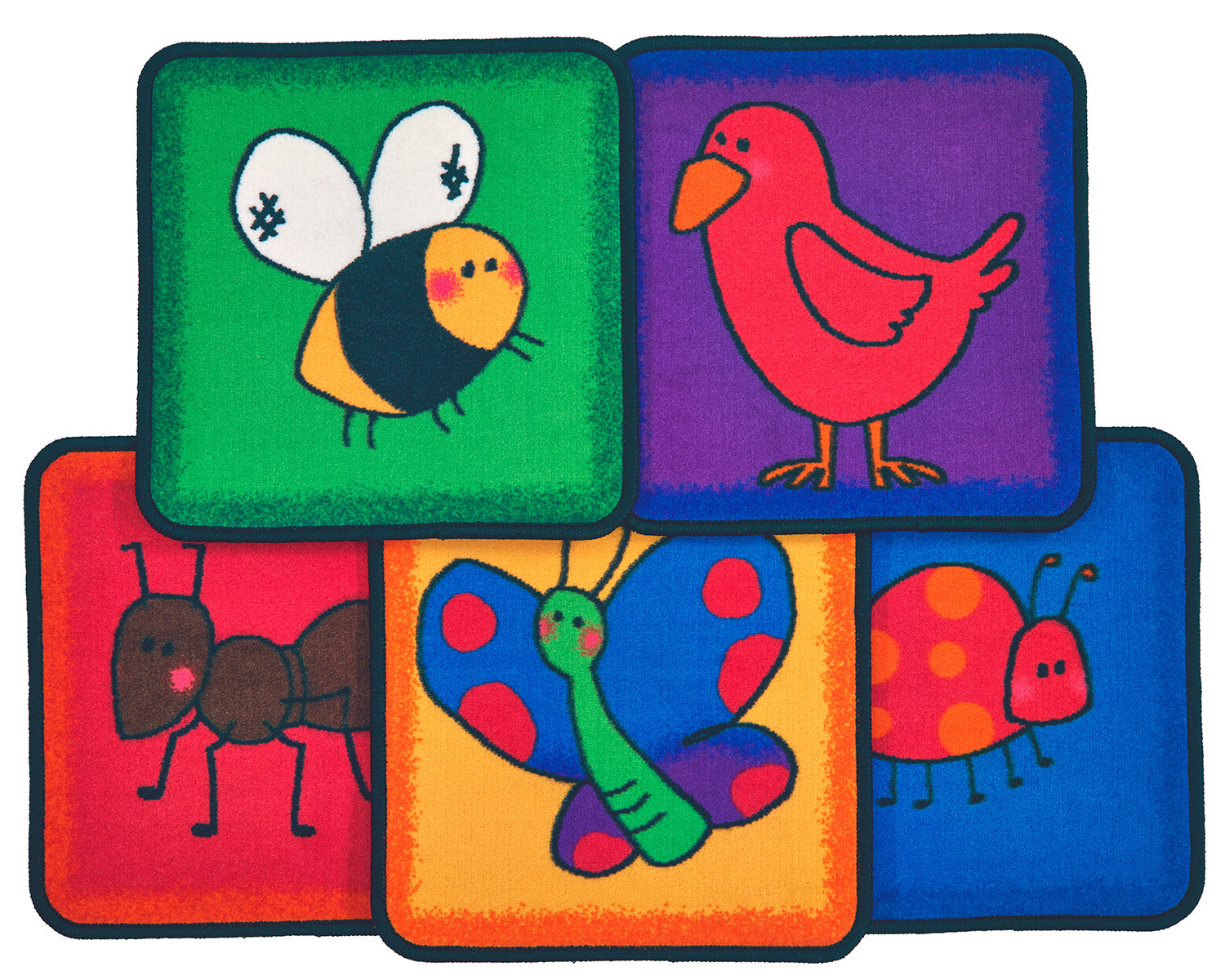 Carpets for Kids Friendly Critters Kids Seating Squares Tufted Multi ...