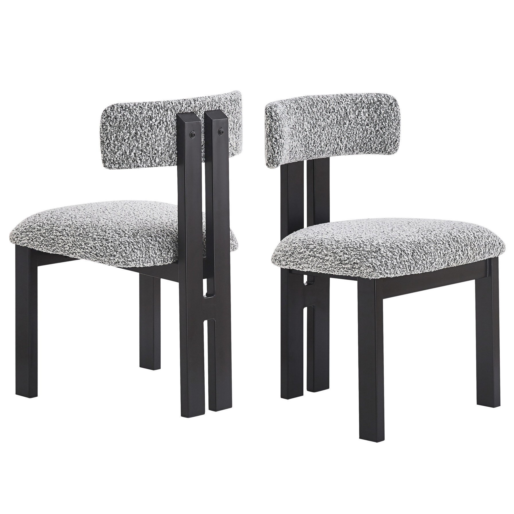 Latitude Run® 2 Upholstered Armless Dining Chairs, Black White - Metal ...