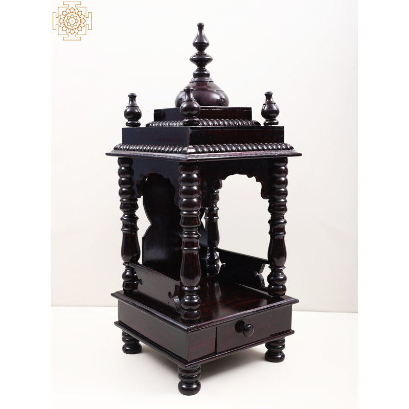 Exotic India 24" Designer Wooden Temple with Drawer | Wayfair