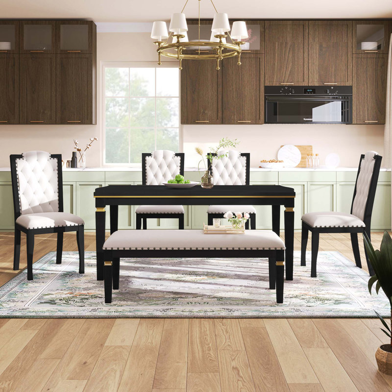 dining table set with high back bench
