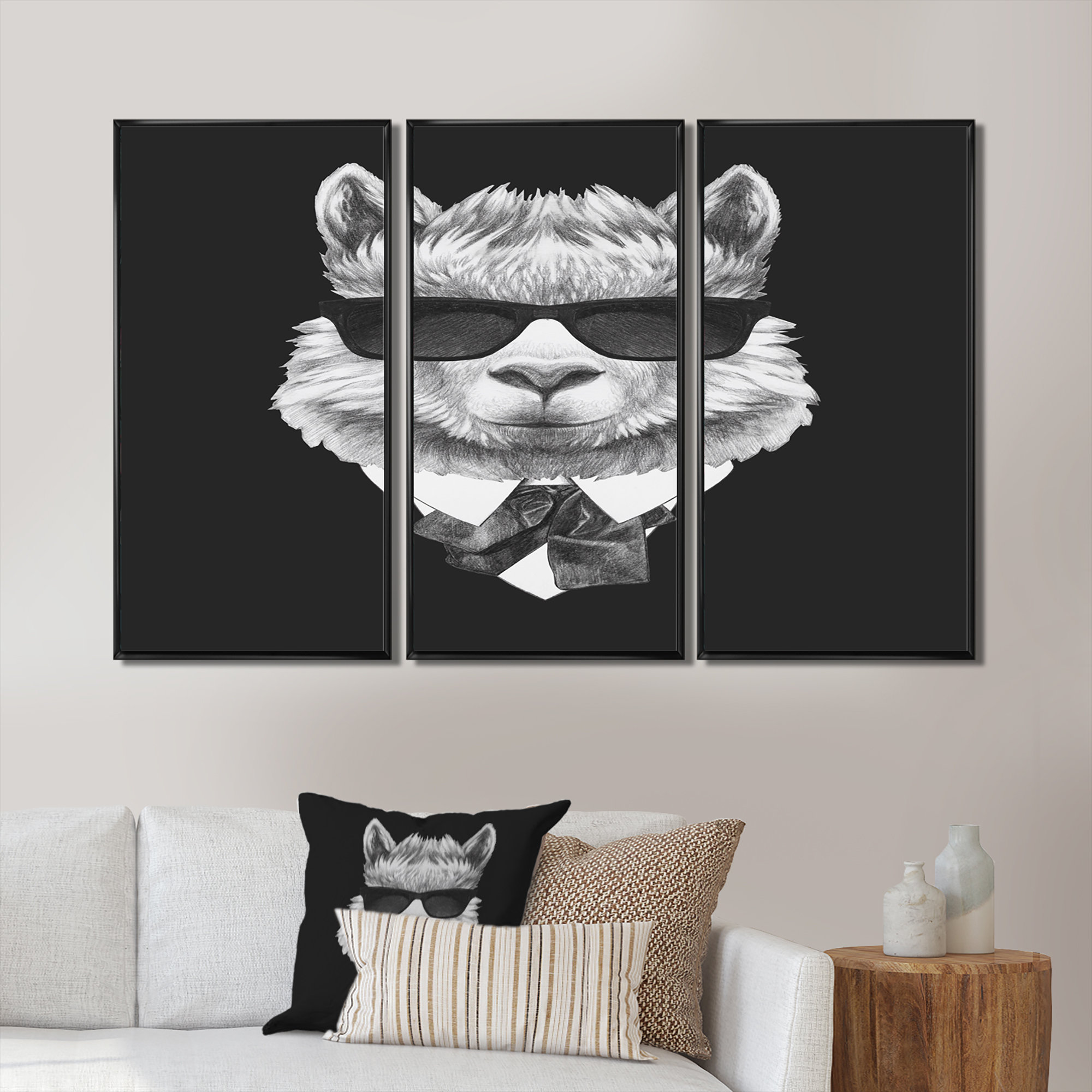 Trinx Portrait Of Lama In Suit - Traditional Framed Canvas Wall Art Set ...