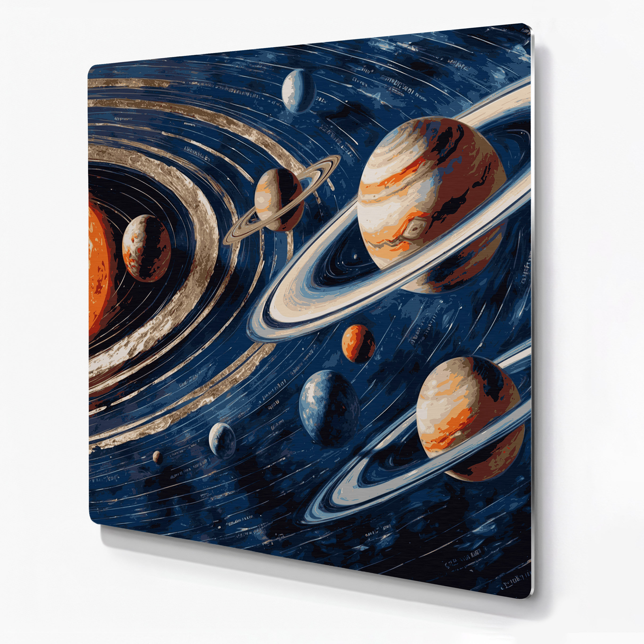 Corrigan Studio® Space Solar system scale diagrams Gray Metal Wall Art ...