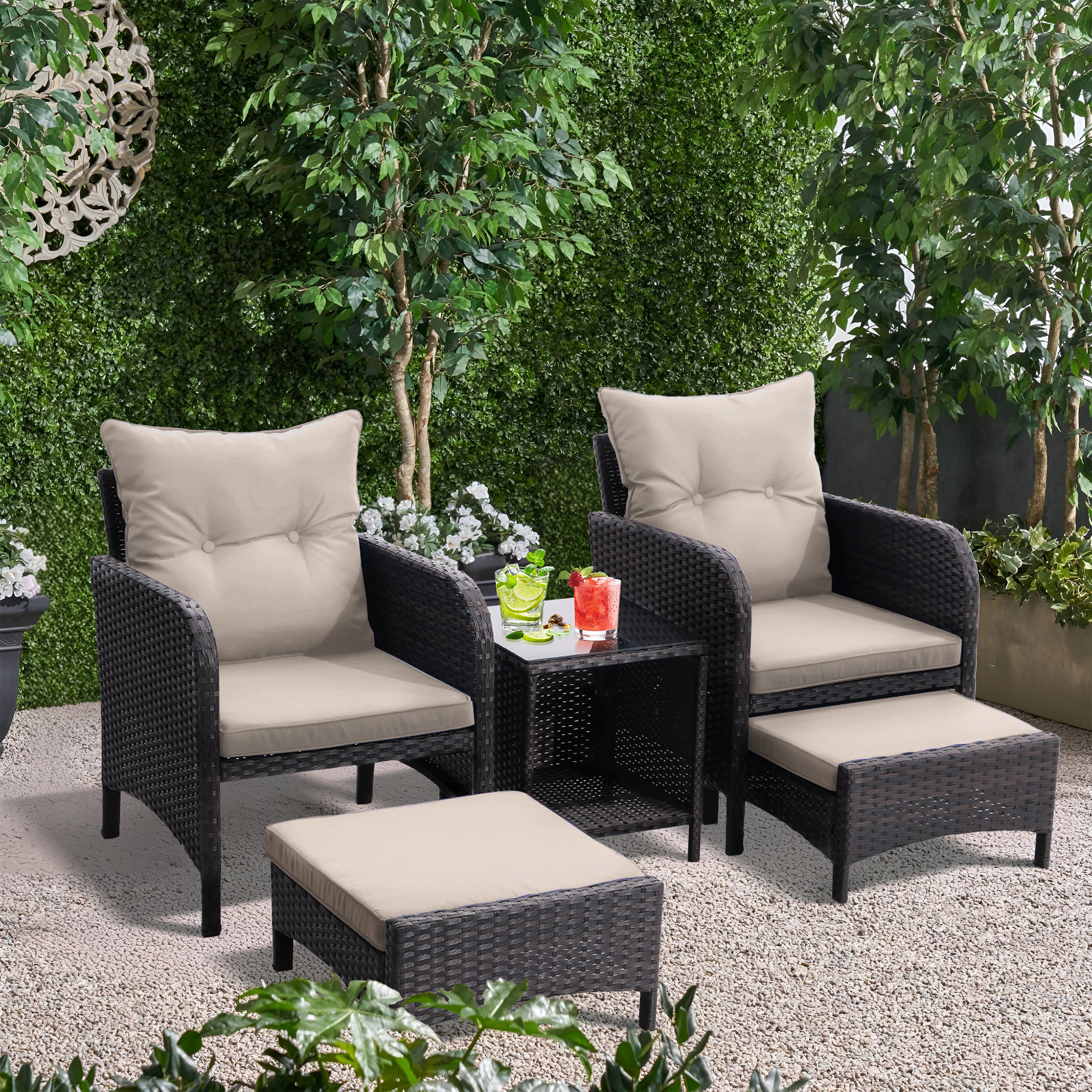 Lark Manor™ Isabeth 2 - Person Outdoor Seating Group with Cushions ...