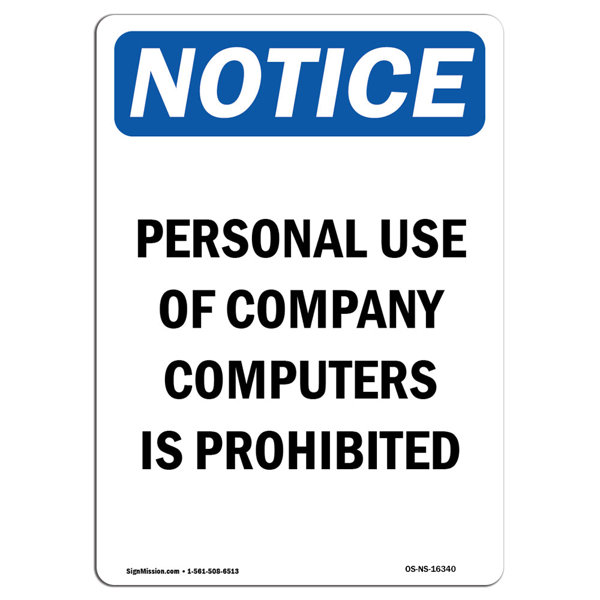 SignMission Personal Use of Computers Prohibited Sign | Wayfair