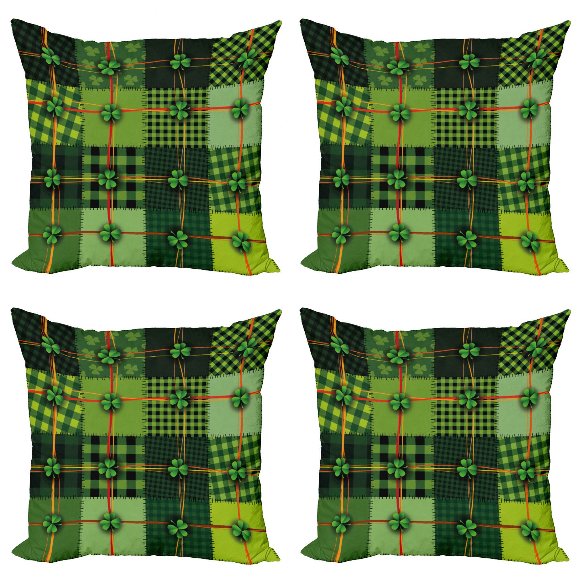 Ambesonne Irish Throw Pillow Cushion Case Pack Of 4, Patchwork Style St ...