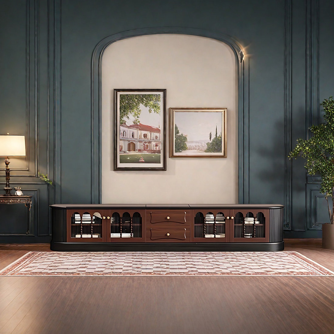 Red Barrel Studio® Solid Oak Wood TV Stand with Full Grounded Design ...