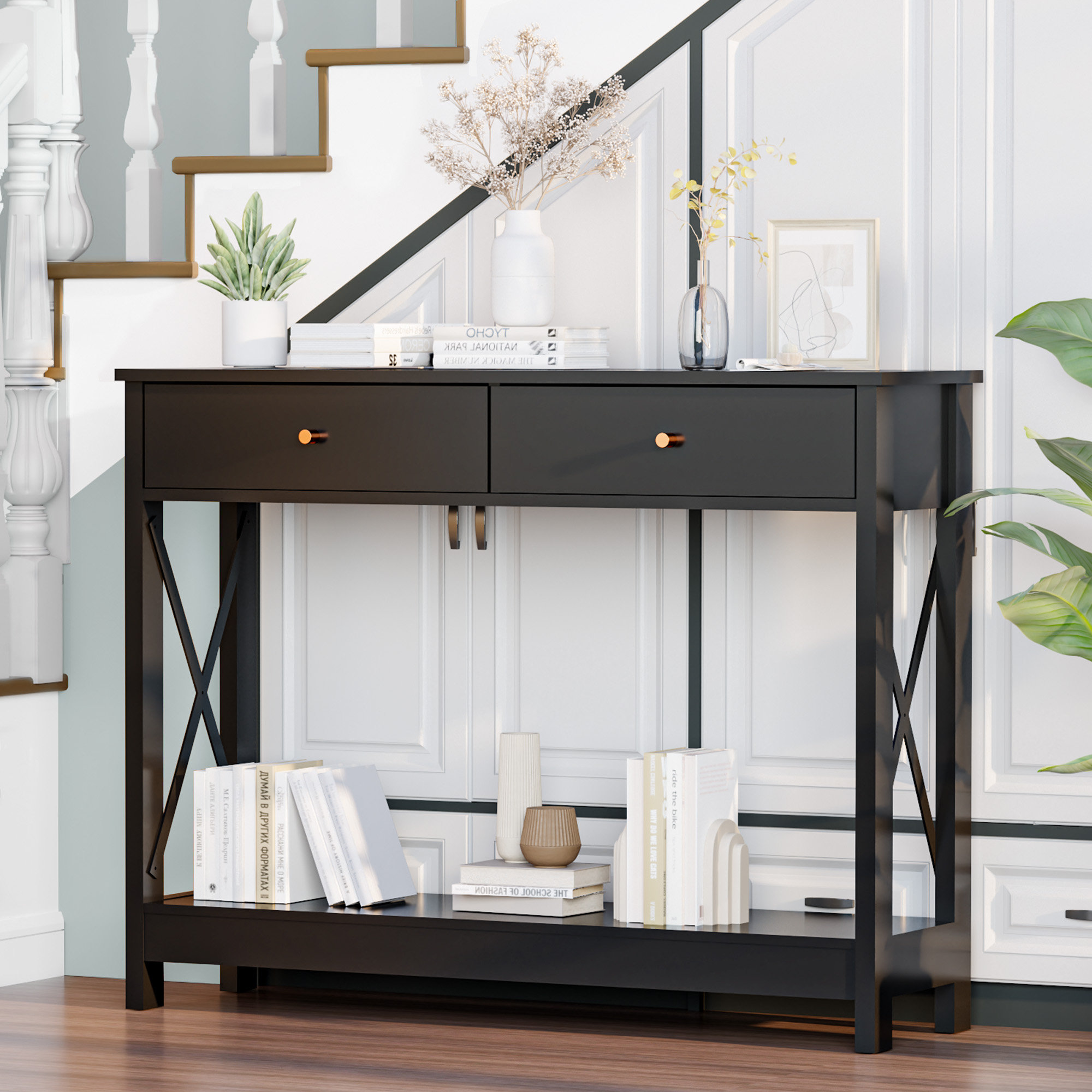 Breakwater Bay Console Abitha de 40 po de largeur avec 2 tiroirs et ...