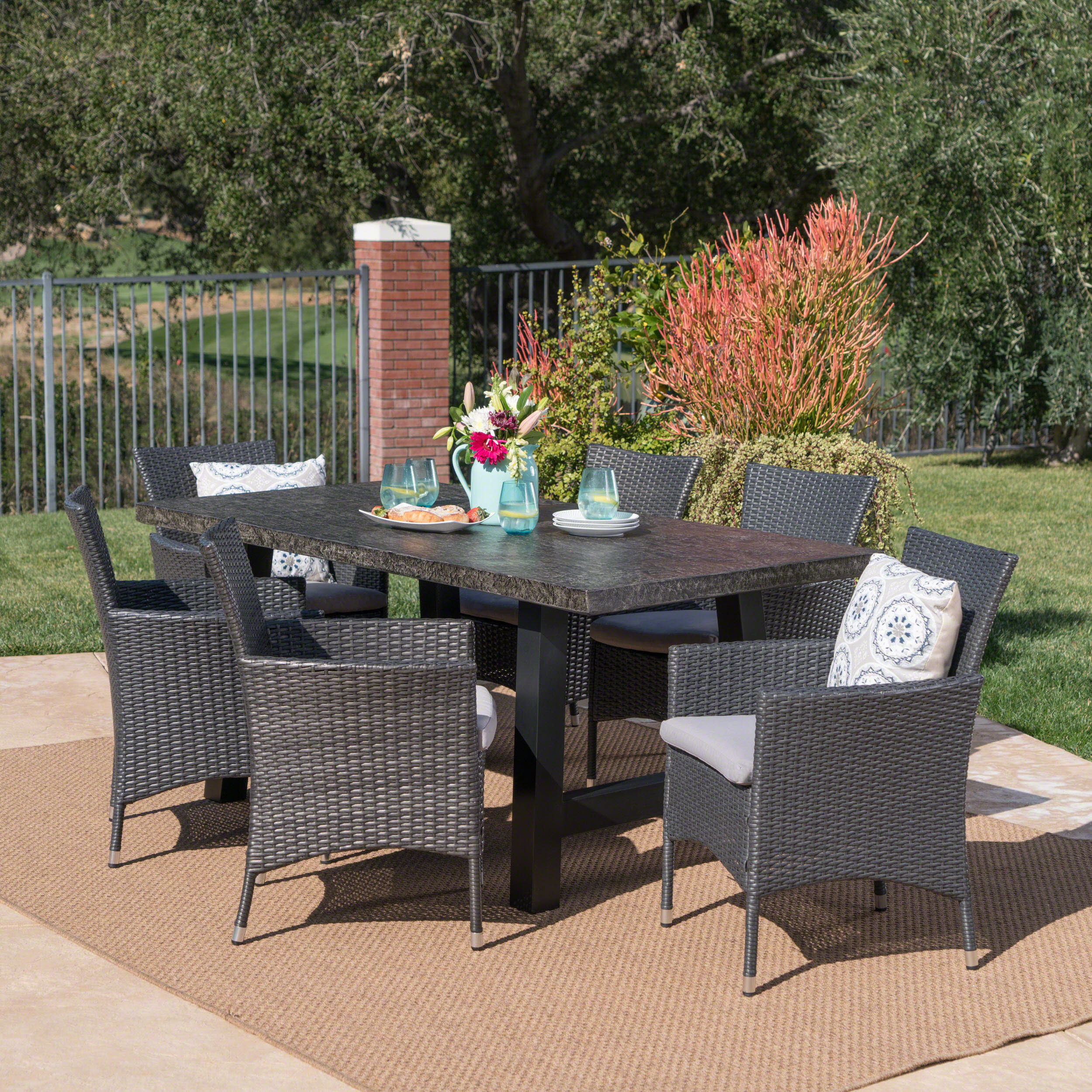 Christopher Knight Home Molly Outdoor 7 Piece Dining Set with Cushions ...