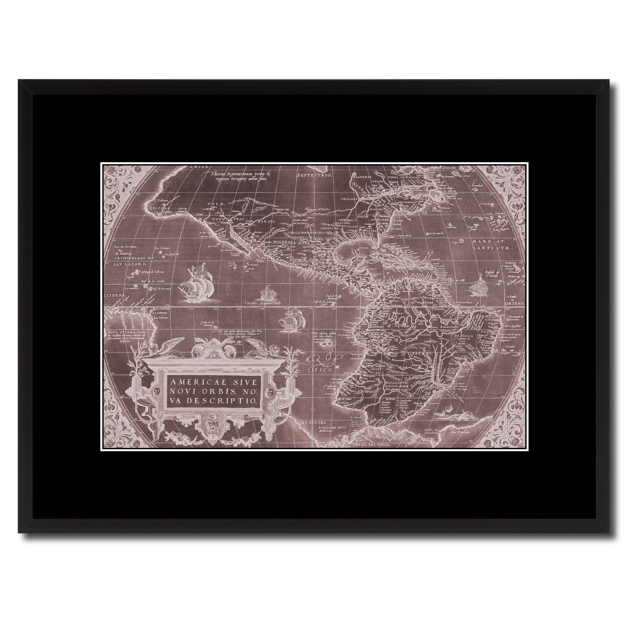 Williston Forge North South America Vivid Sepia Map Print On Canvas ...