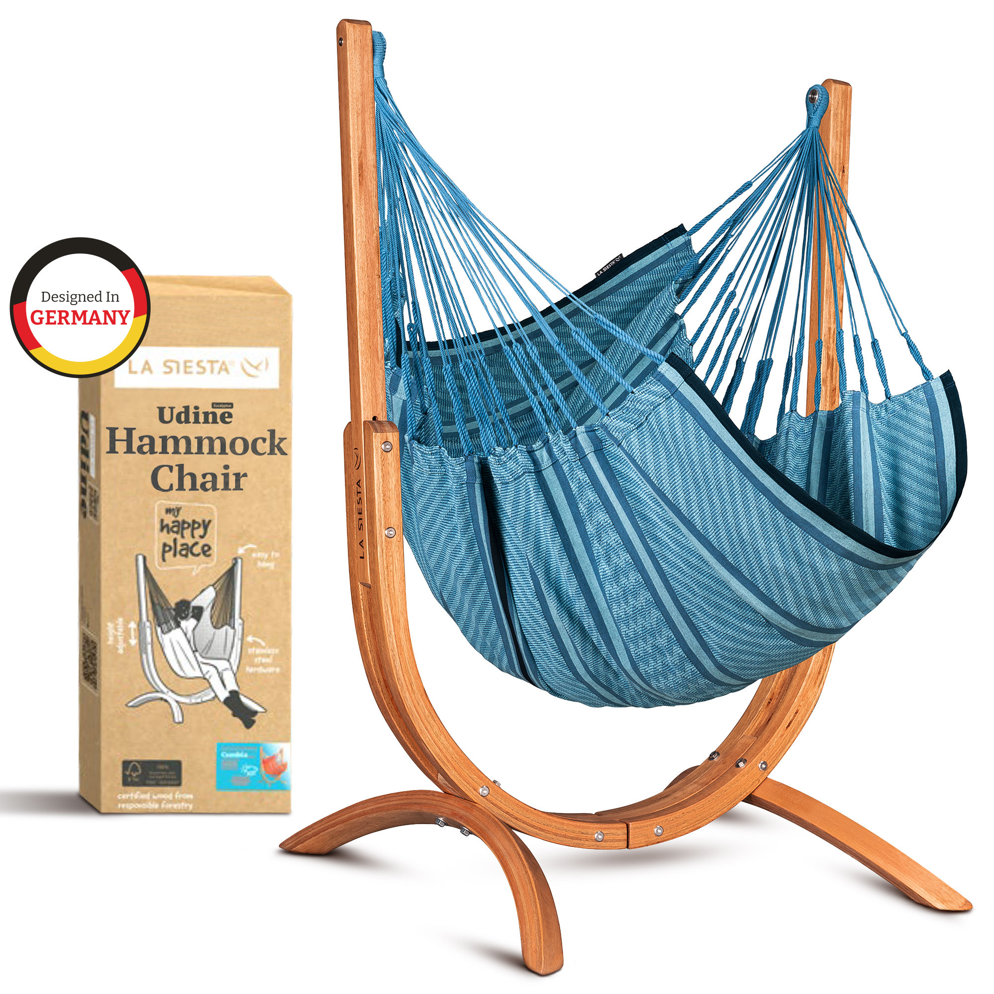 LA SIESTA® Udine Organic Cotton Hammock Chair with FSC® Eucalyptus ...