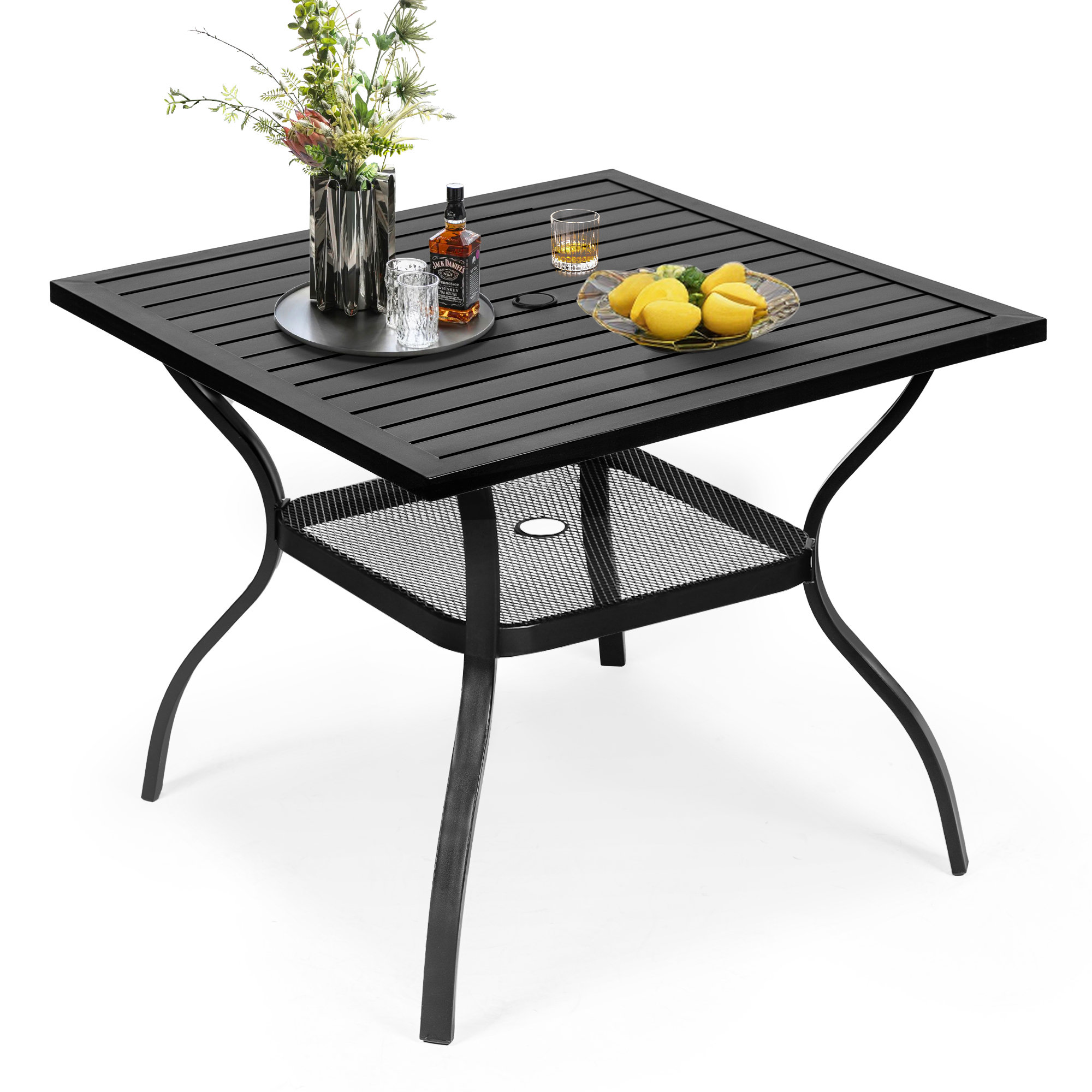 Winston Porter Jayc Square Steel Outdoor Dining Table with 1.65 ...