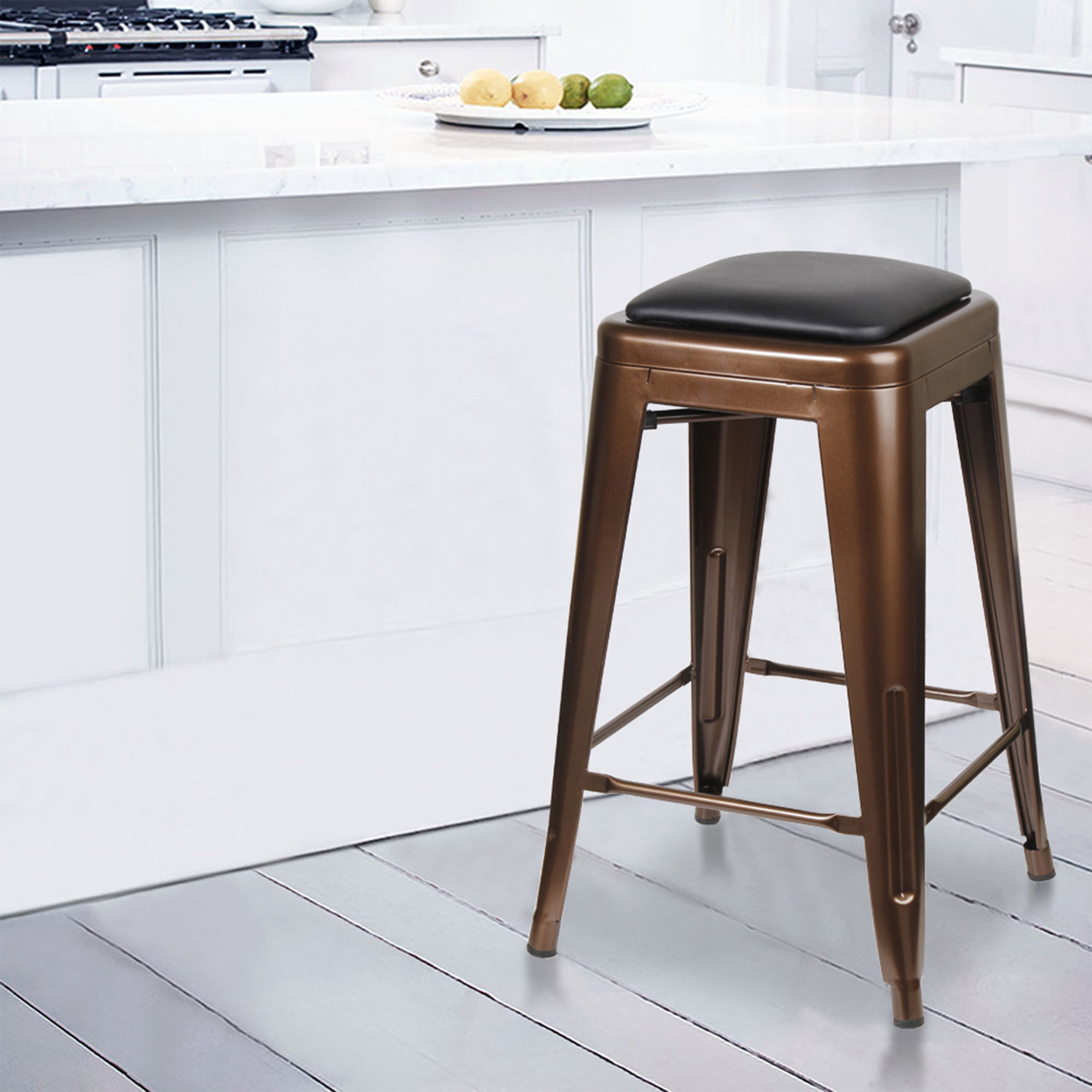 17 Stories Upholstered 24'' Counter Stool with Metal Frame | Wayfair