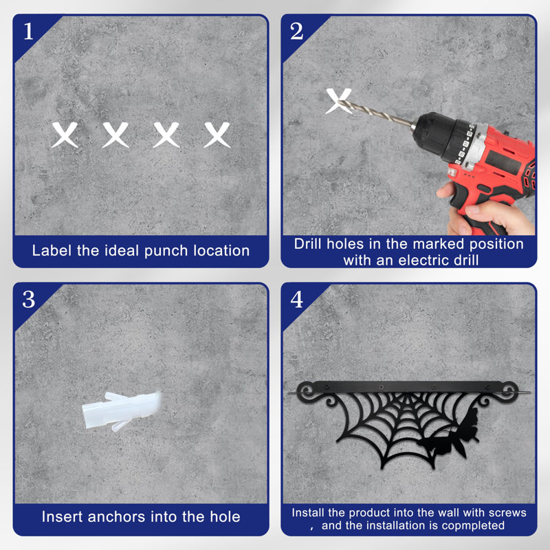 The Holiday Aisle® 2PC Gothic Metal Spiderweb Shelves | Wayfair