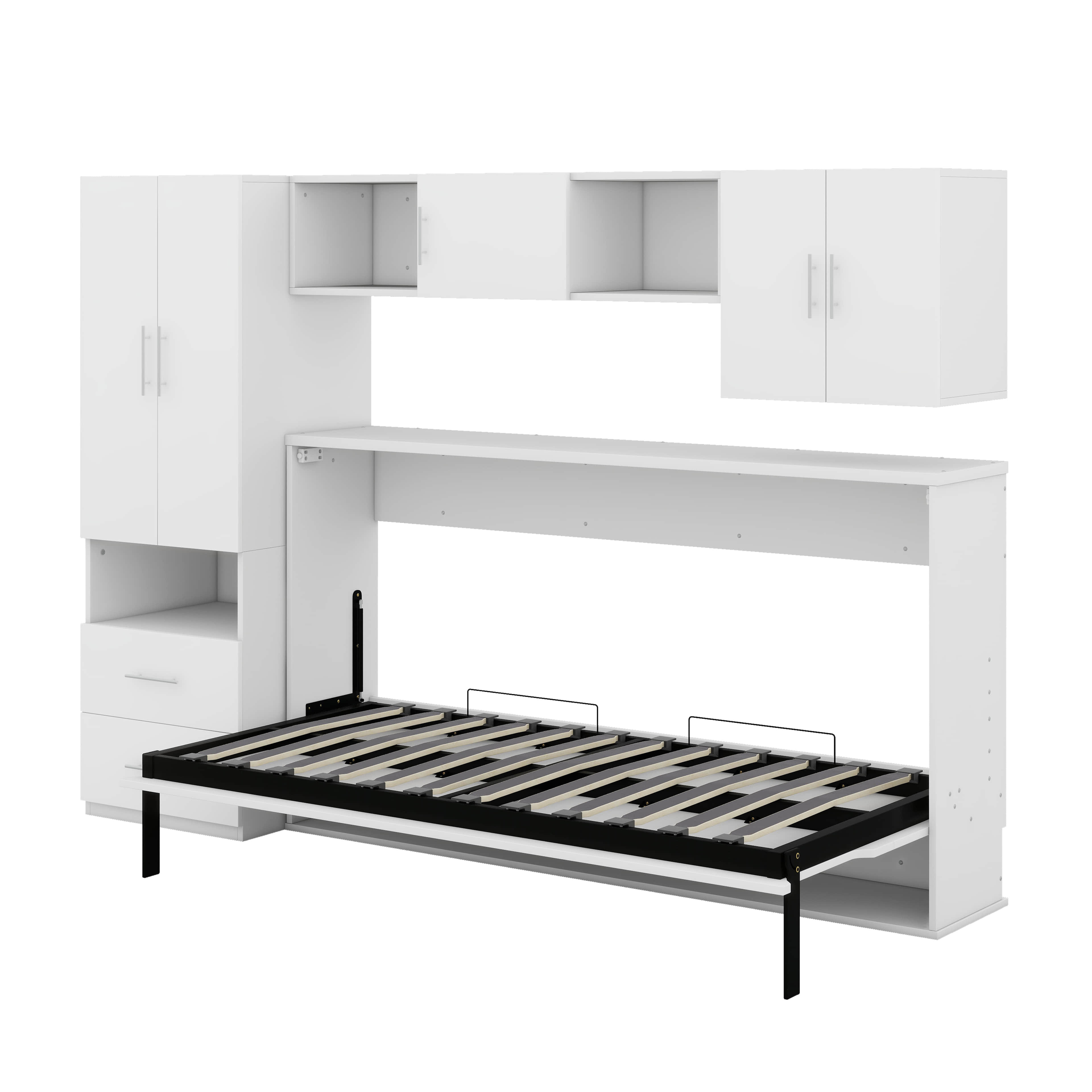 Red Barrel Studio Twin Size Murphy Bed With Drawers And Open Shelves ...