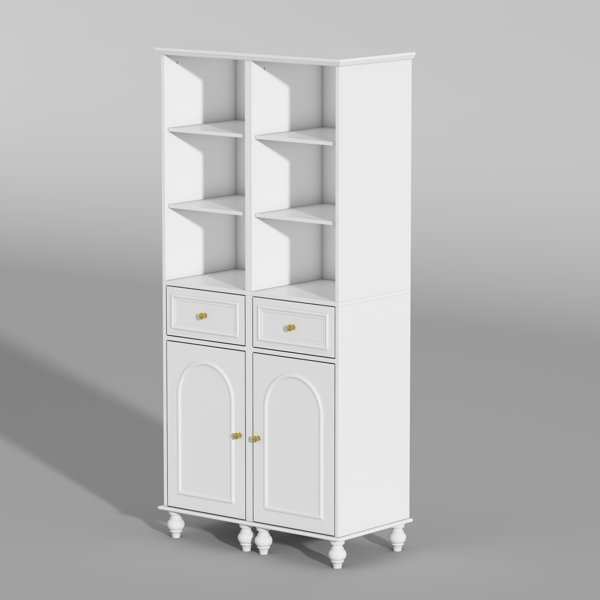 Alcott Hill® Elegant Double-Sided Bookcase With Twin Cabinets And ...