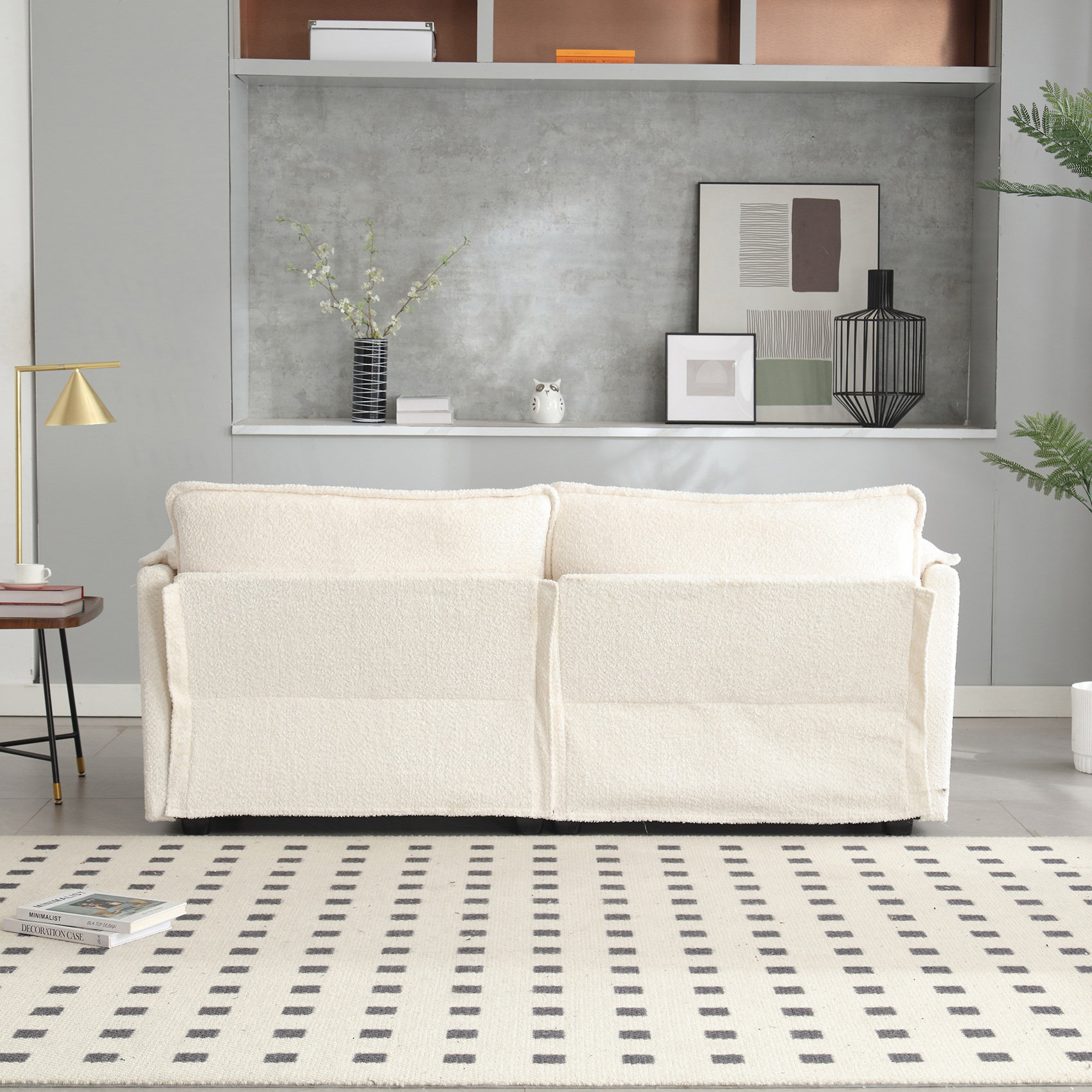 Latitude Run® Oversized Double Sofa With Footstool And Side Pockets ...