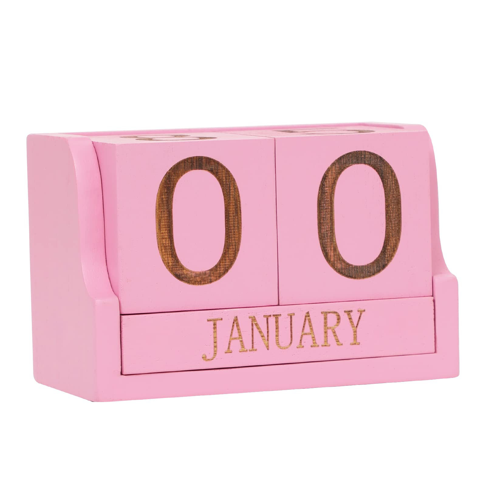 George Oliver Wooden Desk Calendar, Office Perpetual Calendar Block ...