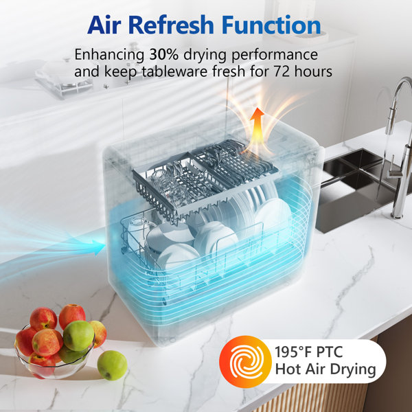 AIRMSEN 21.6" Portable Countertop Dishwasher With 5-liter Water Tank ...
