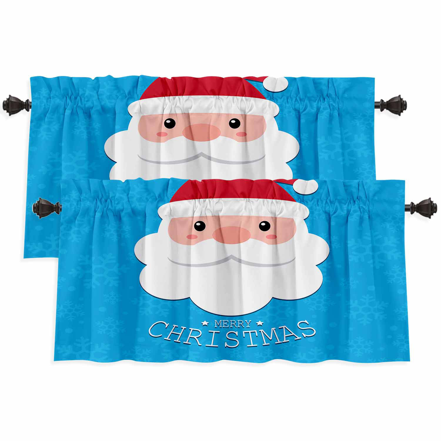 Ophelia & Co. Blue 52"W Cute Santa Claus Head with Merry Window Valance ...