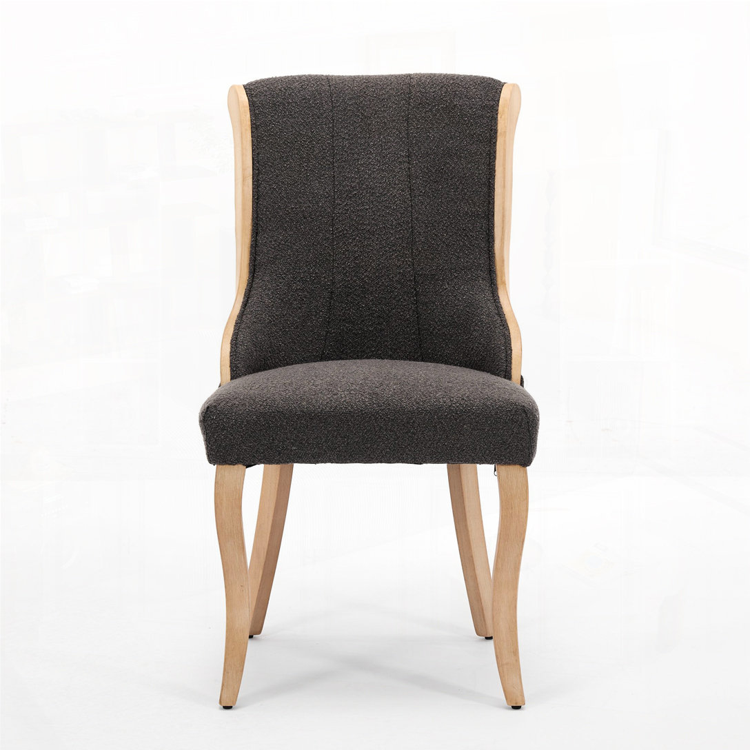 Mercer41 Snow Velvet Dining Chairs with Curved Wood Trim & Sculpted ...