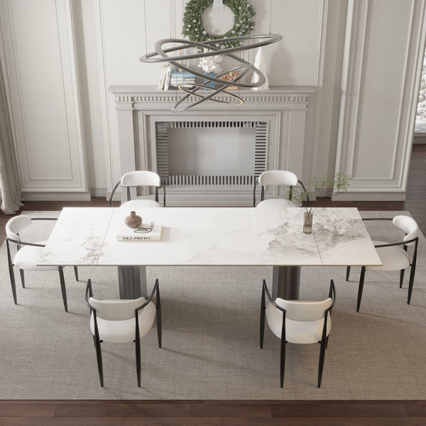 Everly Quinn Santrez 7 - Piece 94.48" Extendable Sintered Stone Dining ...