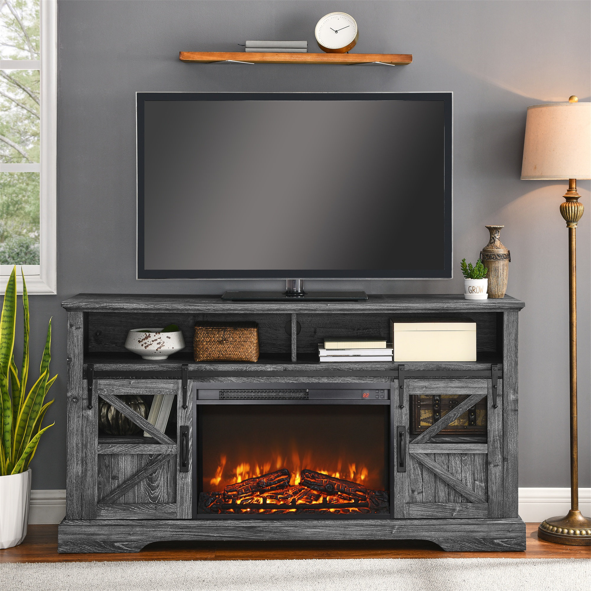 Ebern Designs 26 inch electric fireplace insert, ultra thin heater with ...