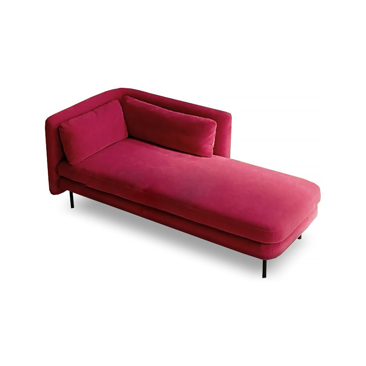 Finesse Furni Modern Plush Velvet Chaise Lounge in Ruby Red | Wayfair