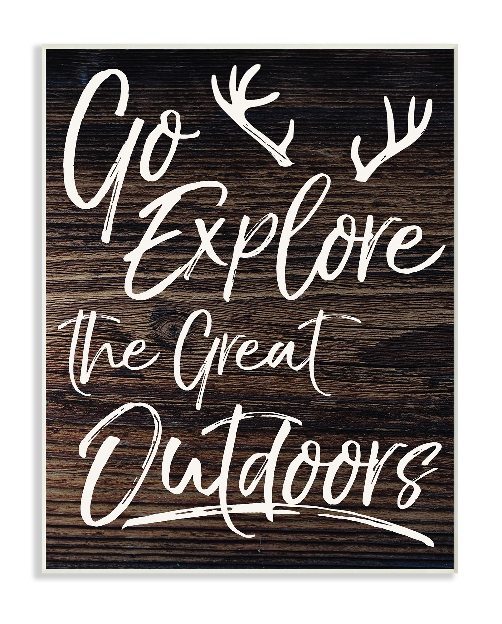 Loon Peak® Go Explore The Great Outdoors Antlers Distressed Wood On ...
