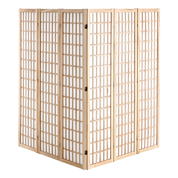 Latitude Run® Room Divider, 6 Panel Japanese Room Divider, Wood Folding ...