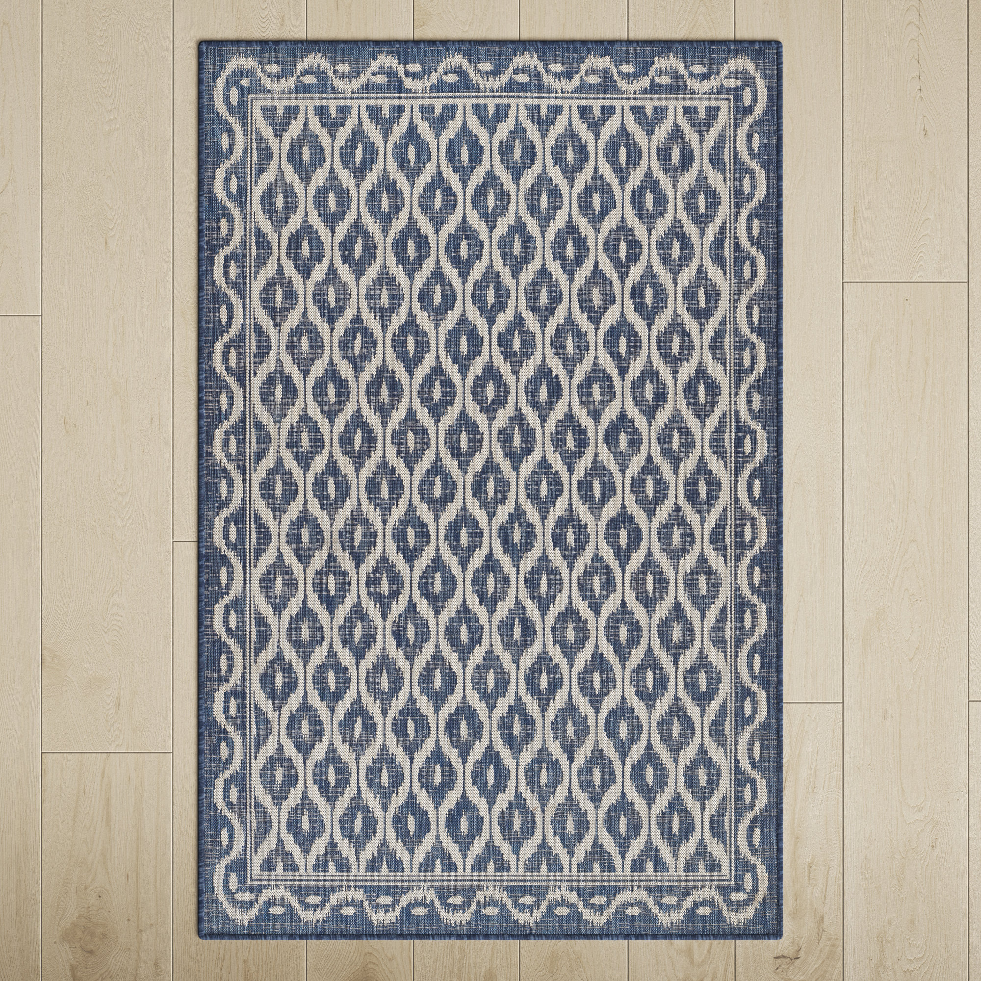 Birch Lane™ Susanna Geometric Blue/Beige Indoor / Outdoor Area Rug ...