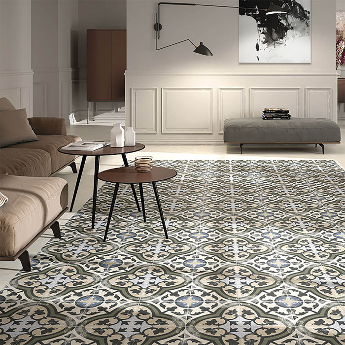 Merola Tile Evoque Arte Carthusian 10" x 10" Porcelain Patterned Wall ...